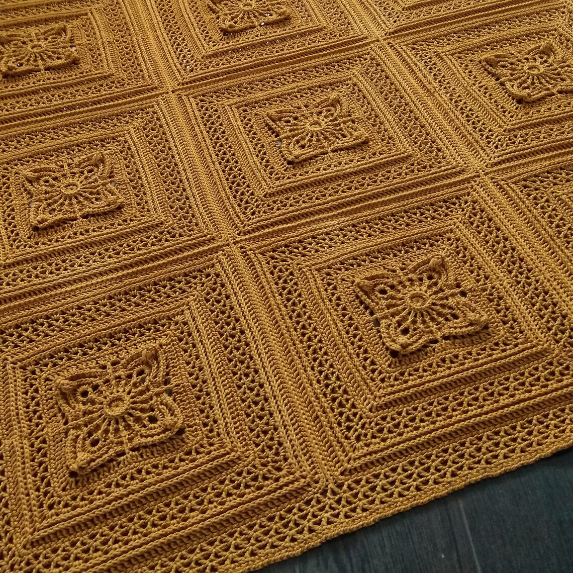 Crochet Blanket «saffron». Motif Pattern. Granny Square Pattern ...