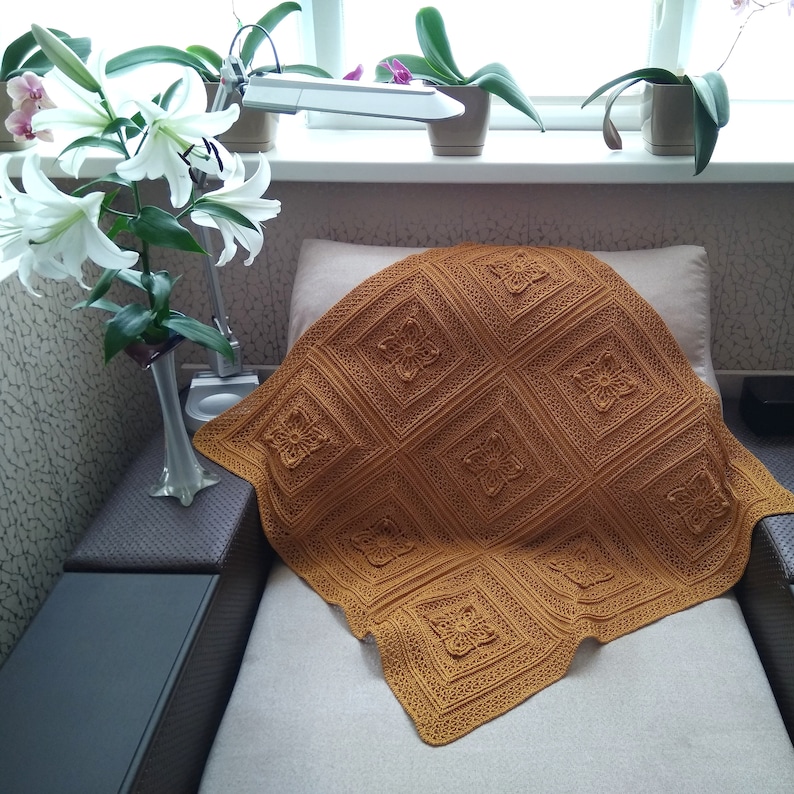 Crochet Blanket «saffron». Motif Pattern. Granny Square Pattern ...