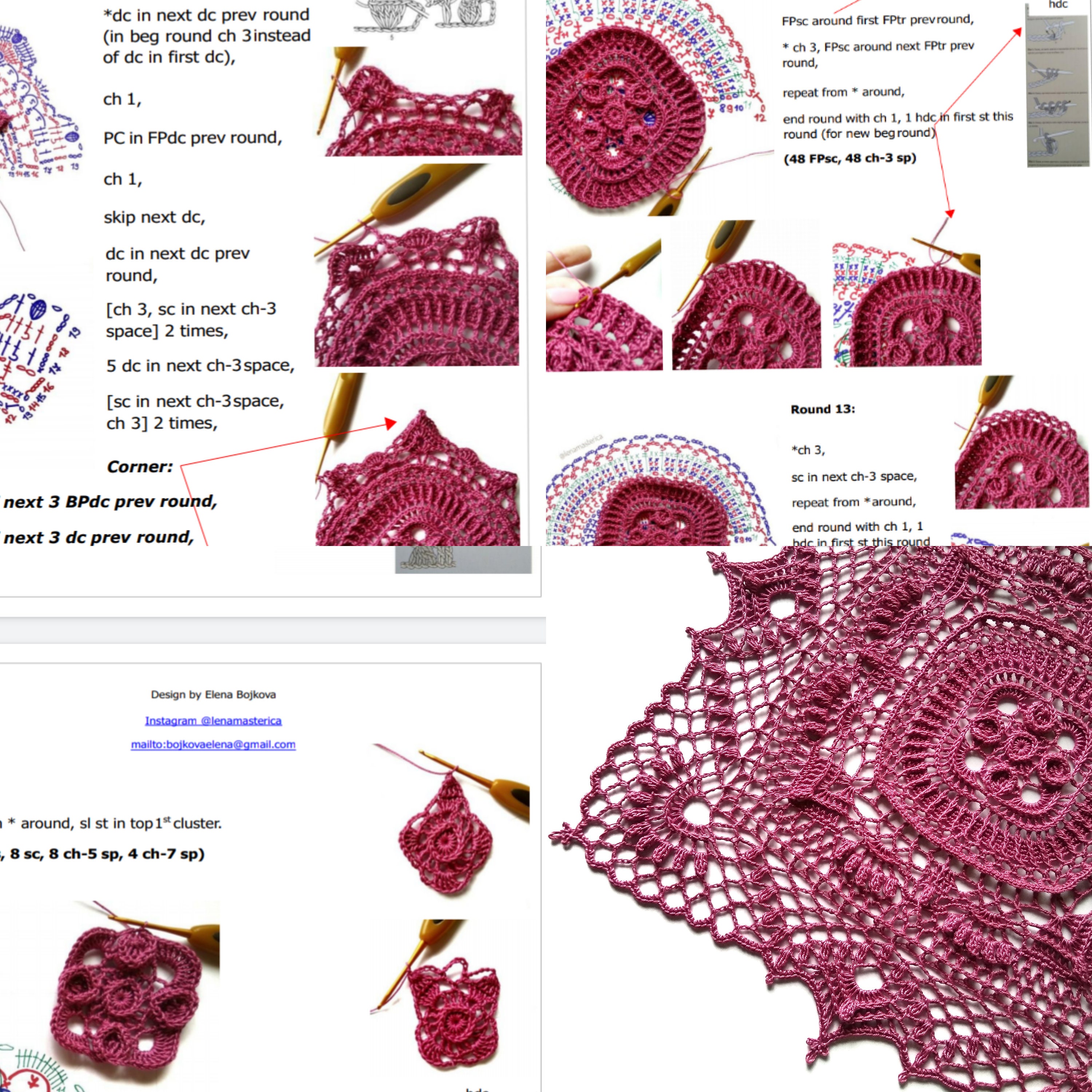 Doily Fariza. Crochet Pattern + Photo Tutorial. Step by Step Crochet ...