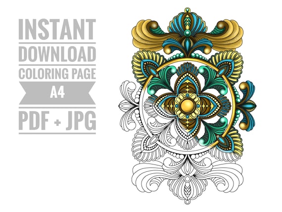 Coloring Page 5. Printable Digital Adult Coloring Page. | Etsy