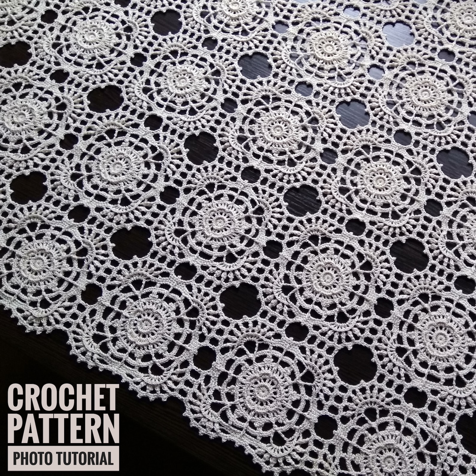 Crochet Tablecloth of Motifs floral. Crochet Pattern Photo - Etsy
