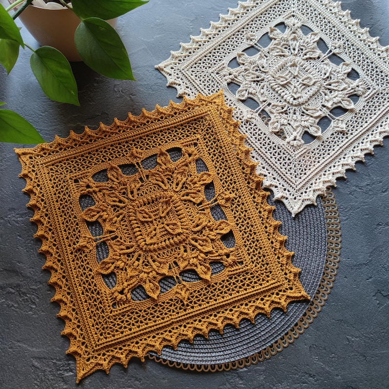 Doily Lily Square. Crochet Pattern With Photo Tutorial. PDF Doily ...