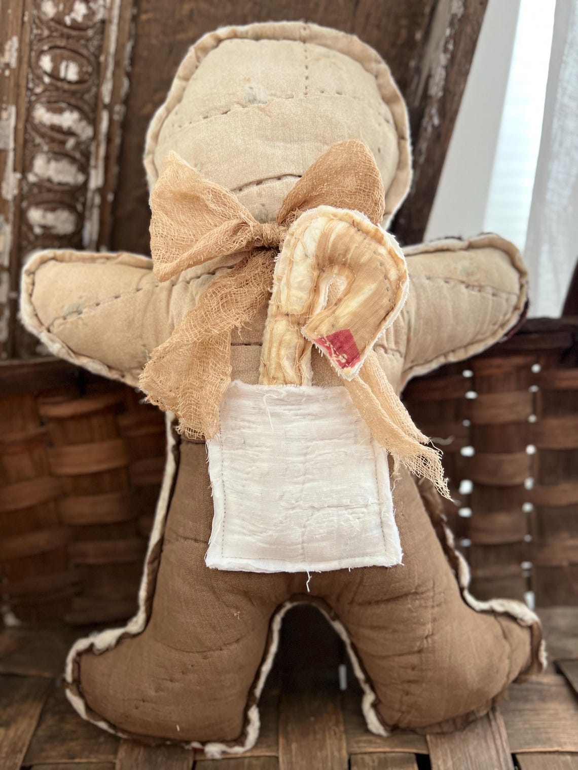 Antique Quilt Gingerbread/farmhouse Christmas Decor/gingerbread Pillow ...