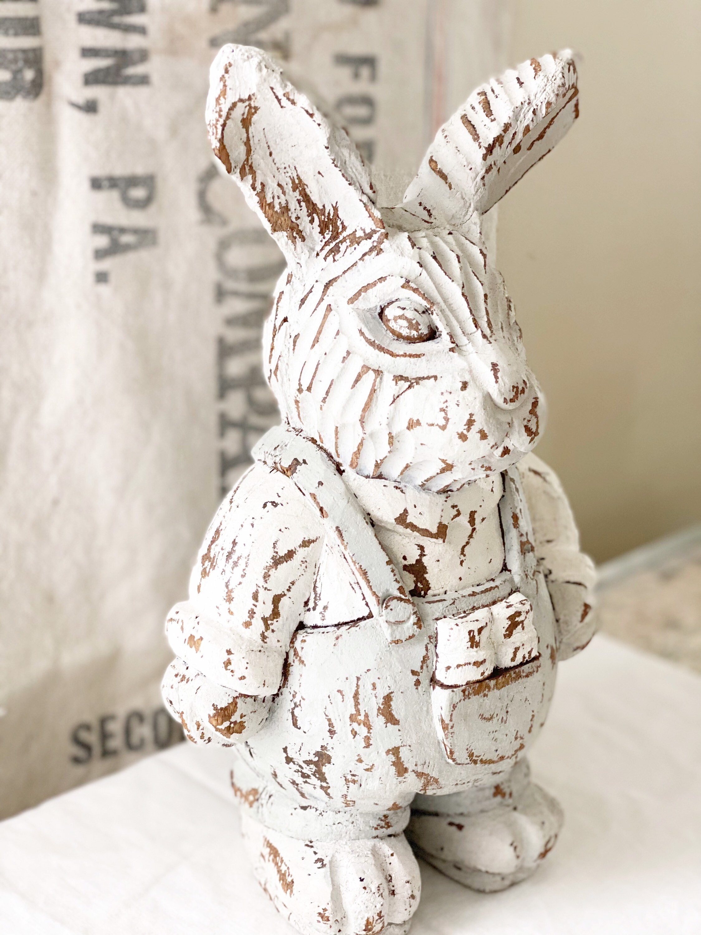Hand Carved Bunnyantique Wooden Rabbitvintage Etsy