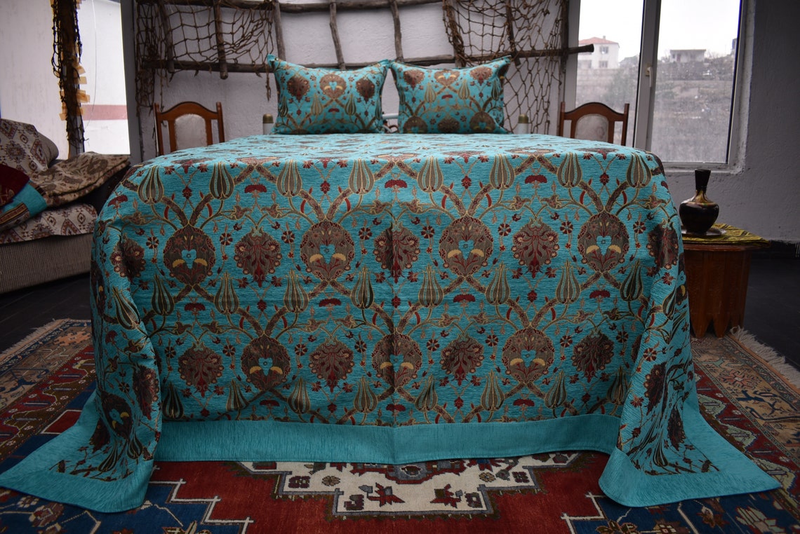 Gorgeous Blue Color King Size Decorative Turkish Bedding Set - Etsy