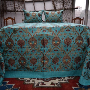 Gorgeous Blue Color King Size Decorative Turkish Bedding Set FREE ...