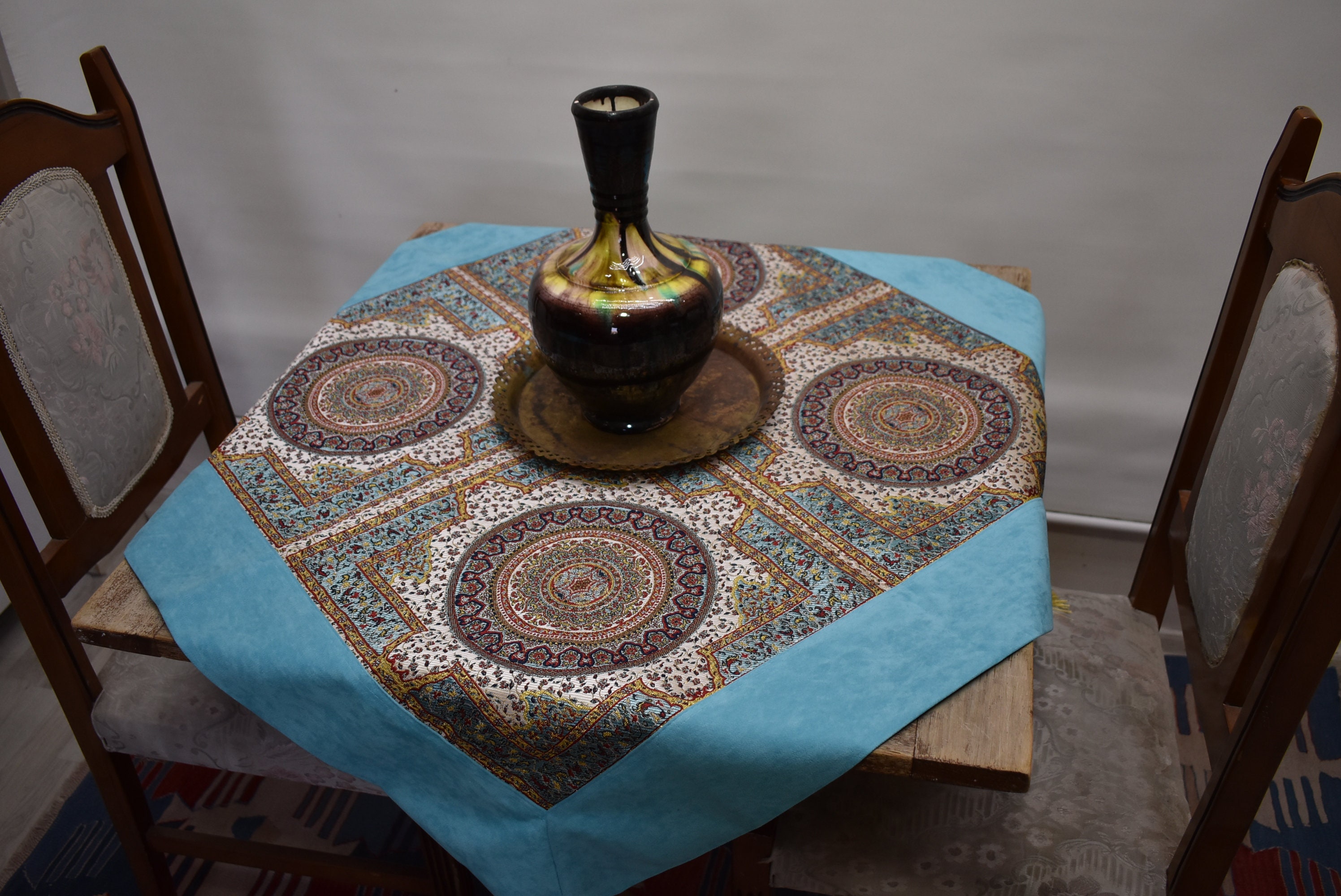 Lovely Blue Color Decorative Table Cloth 87 Cm X 87 Cm - Etsy