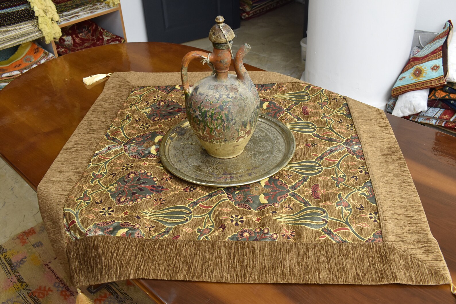 Turkish Tulip Design Home Decor Table Cloth Turkish Chenille Fabric ...