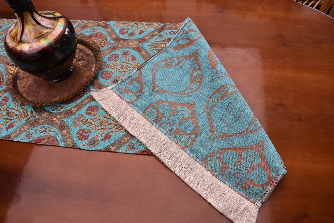 Ottoman kaftan design turkish designer table runner chenille | Etsy