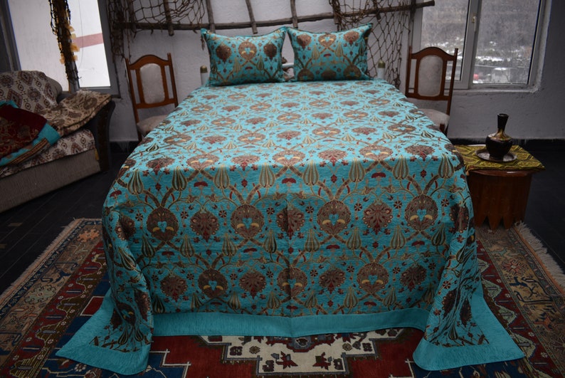 Gorgeous Blue Color King Size Decorative Turkish Bedding Set - Etsy