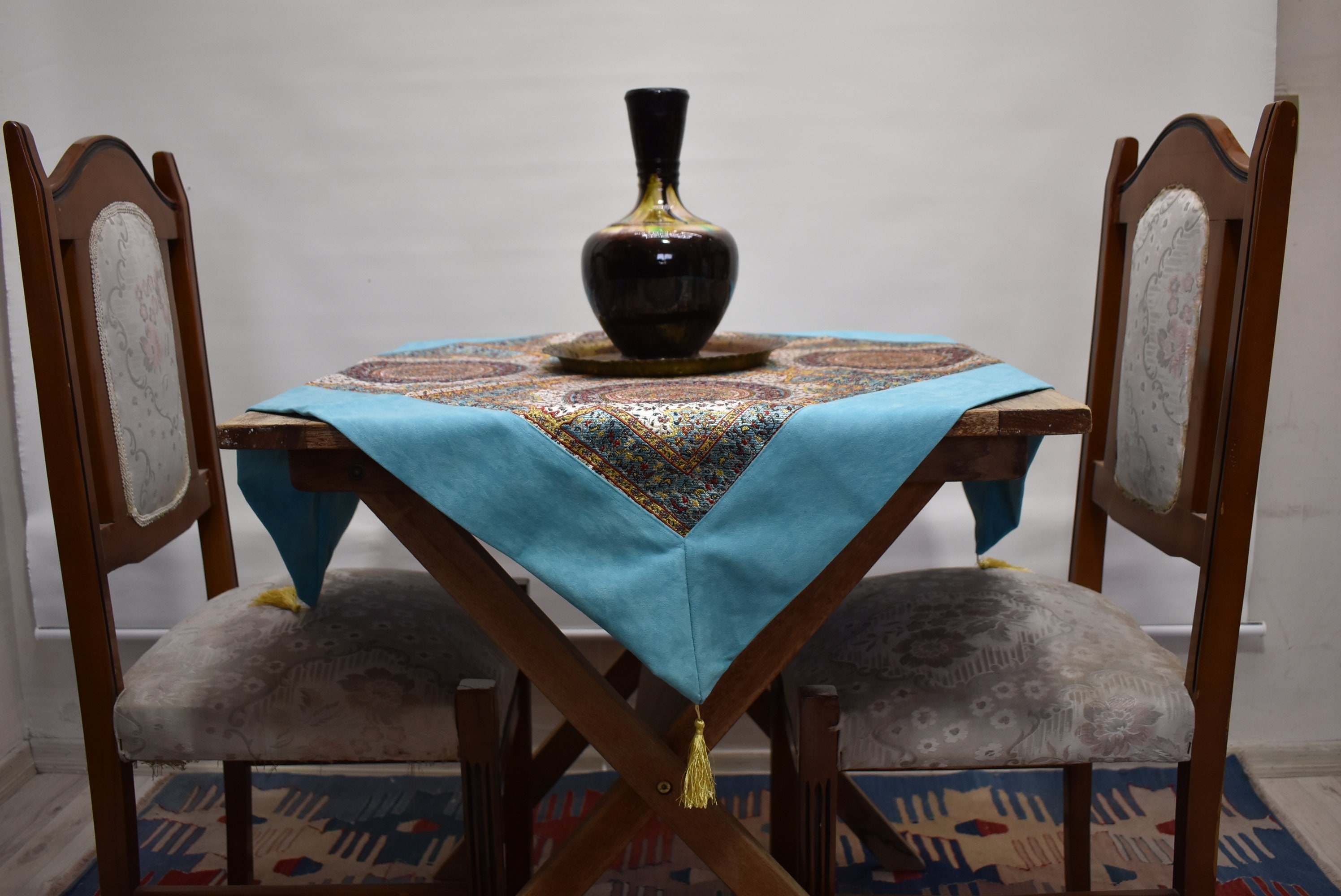 Lovely Blue Color Decorative Table Cloth 87 Cm X 87 Cm - Etsy