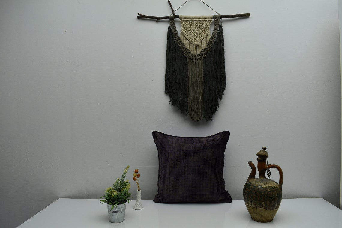 Rustic decor purple color velvet fabric pillow cover home | Etsy