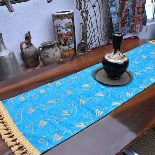 Blue Table Runner - Etsy