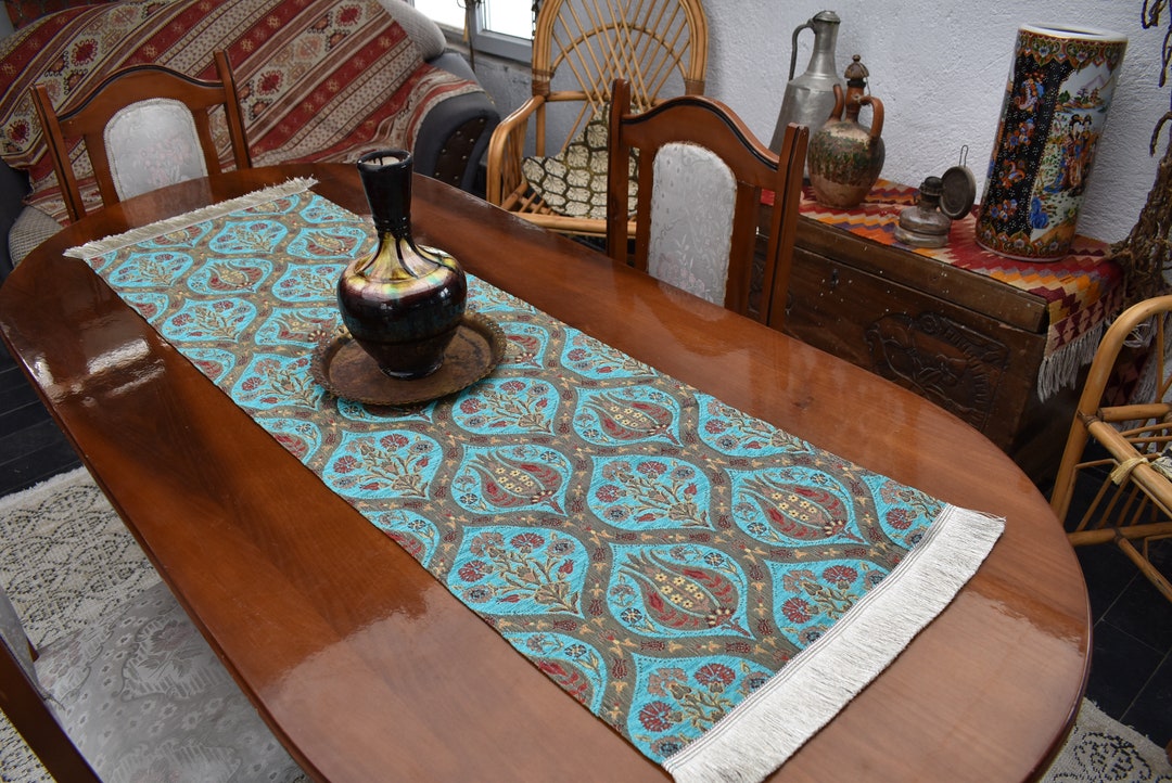 Ottoman Kaftan Design Turkish Designer Table Runner Chenille Fabric ...
