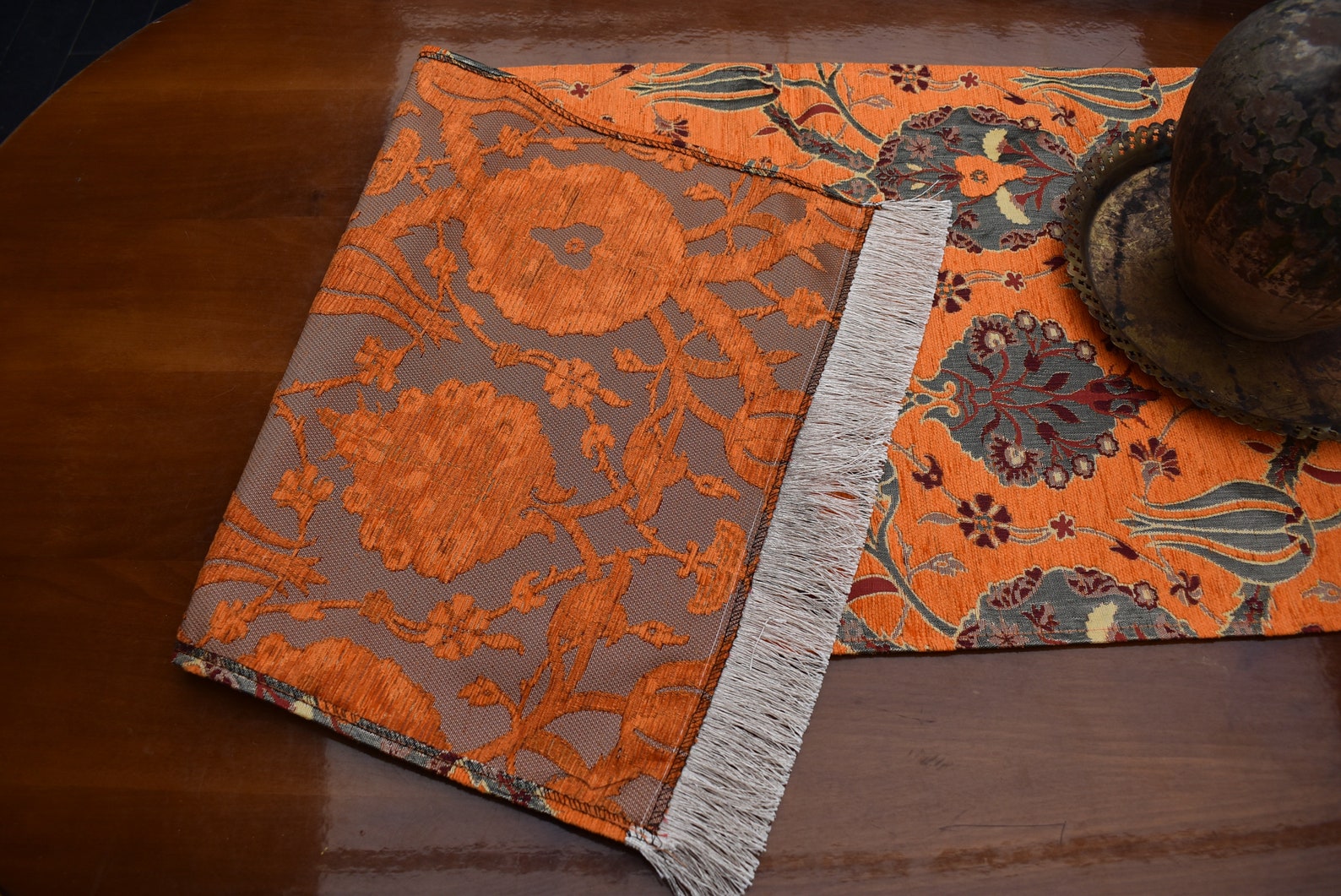 Bright Orange Color Bohemian Table Runner Decorative Table - Etsy