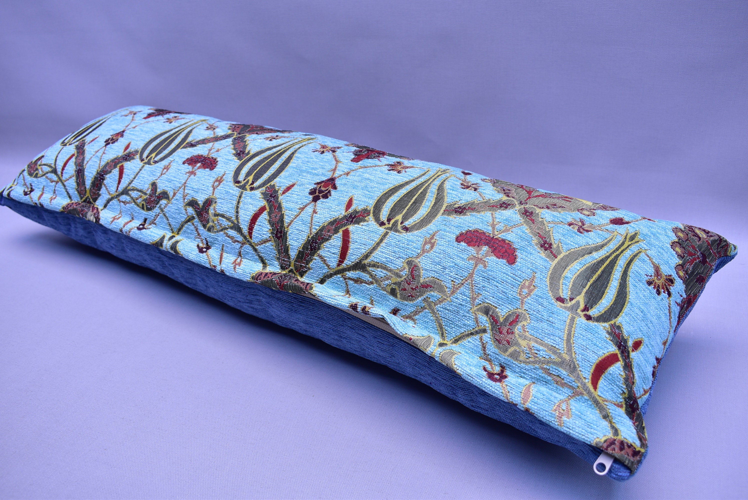 Pale Blue Color Lumbar Pillow Cover Floral Design 12 X 36 Inch - Etsy