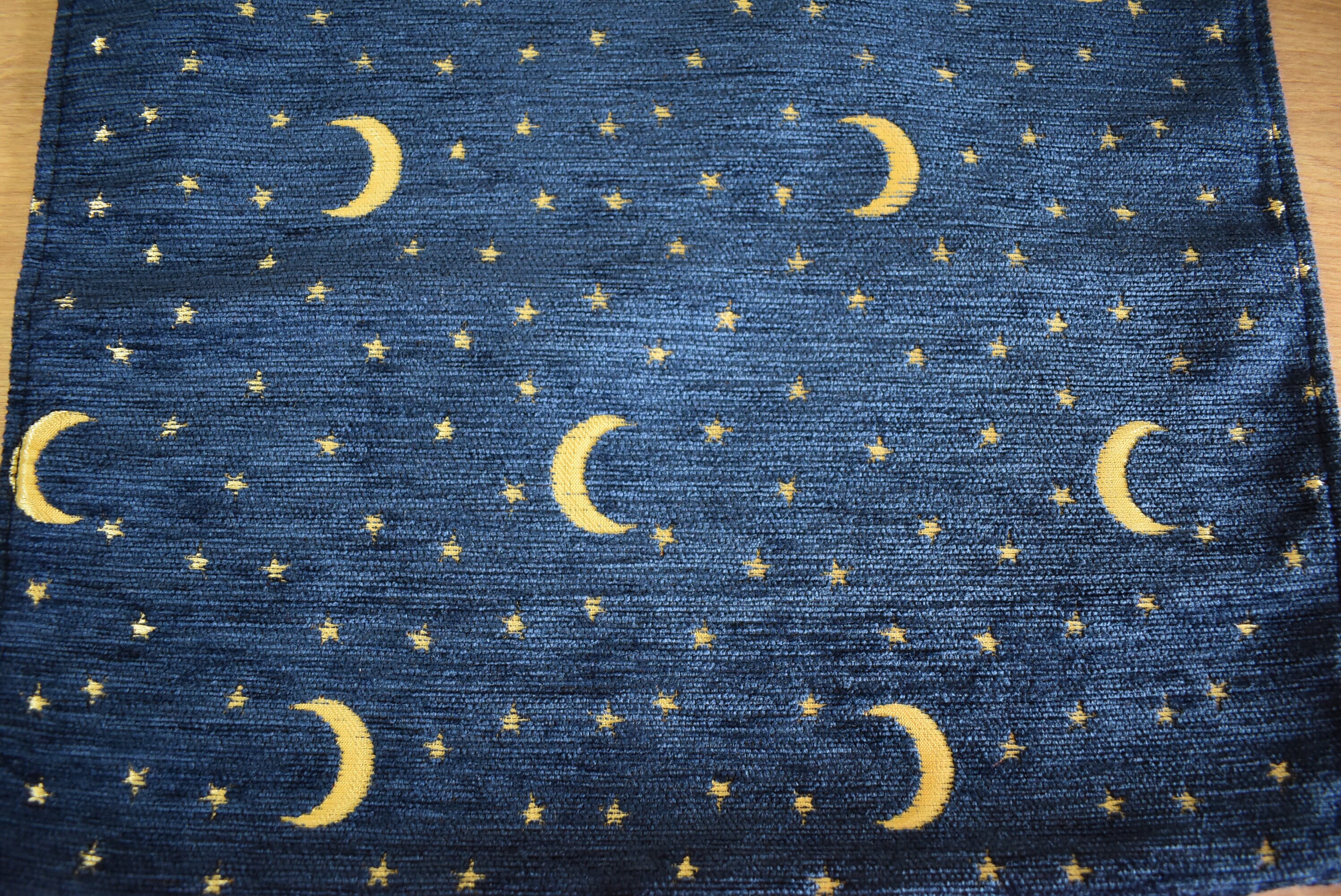 Lovely moon and star pattern soft chenille fabric 100 cm x 140 | Etsy