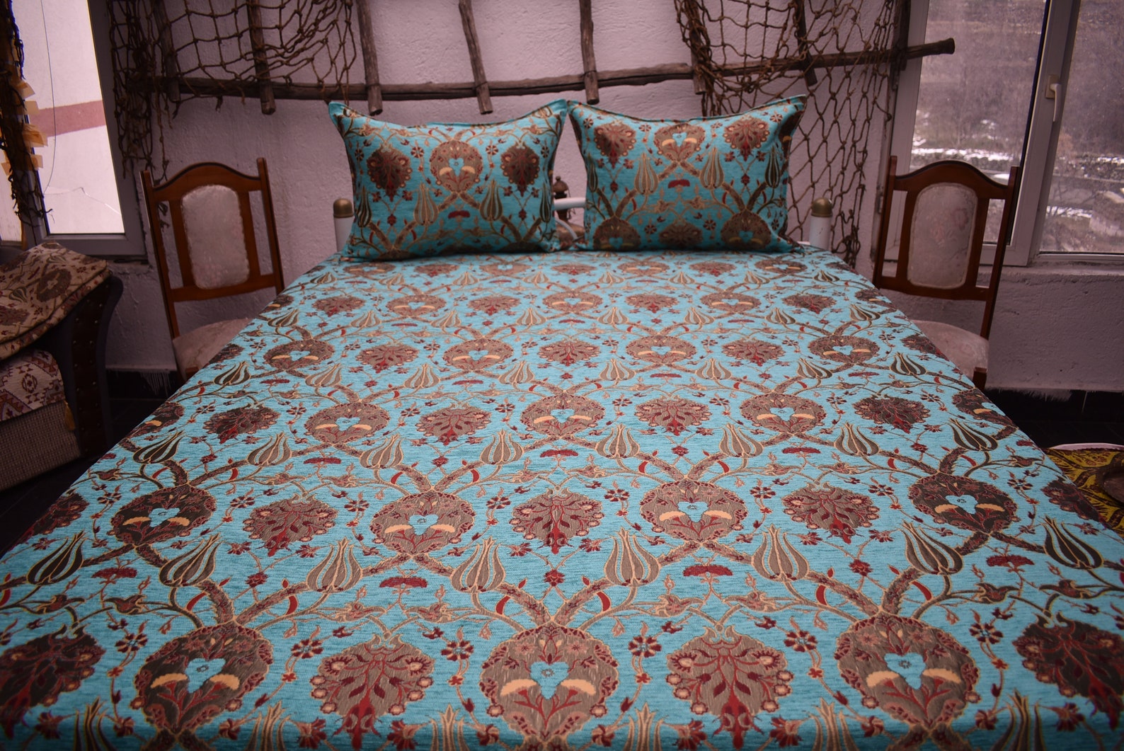 Gorgeous Blue Color King Size Decorative Turkish Bedding Set - Etsy