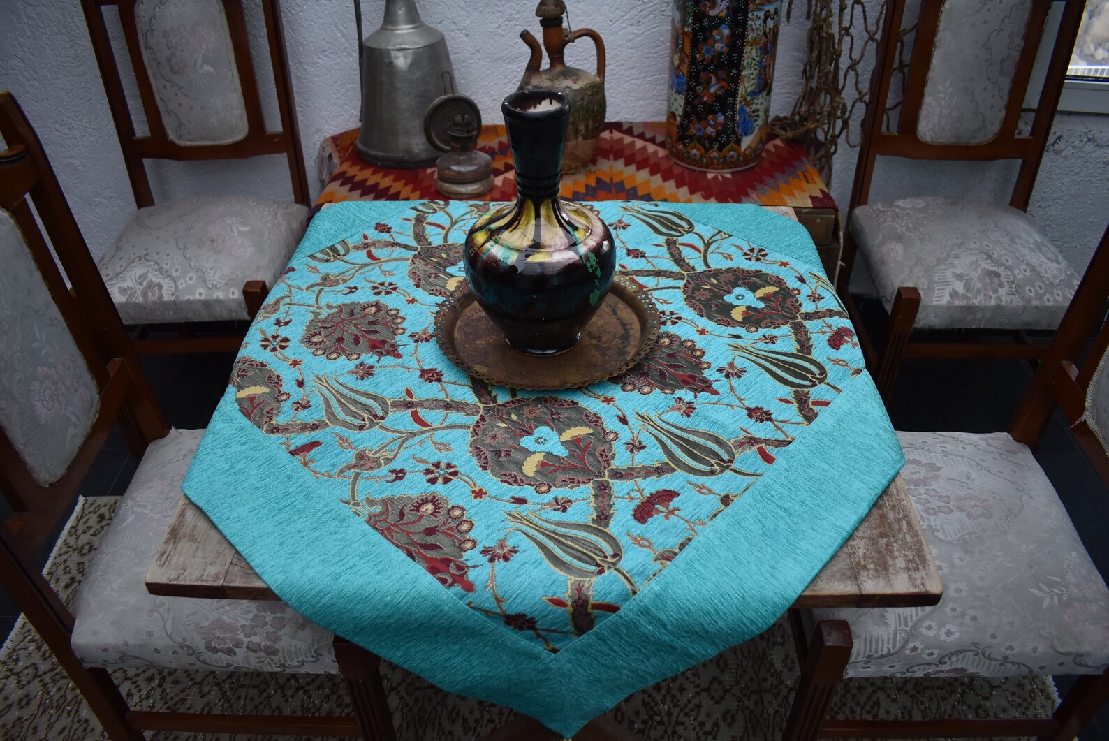 Turkish Tulip Design Home Decor Table Cloth Turkish Chenille - Etsy