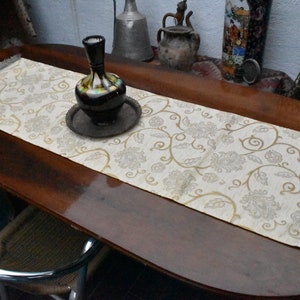 Oriental Table Runner Cream Color Chenille Fabric Decorative Table ...