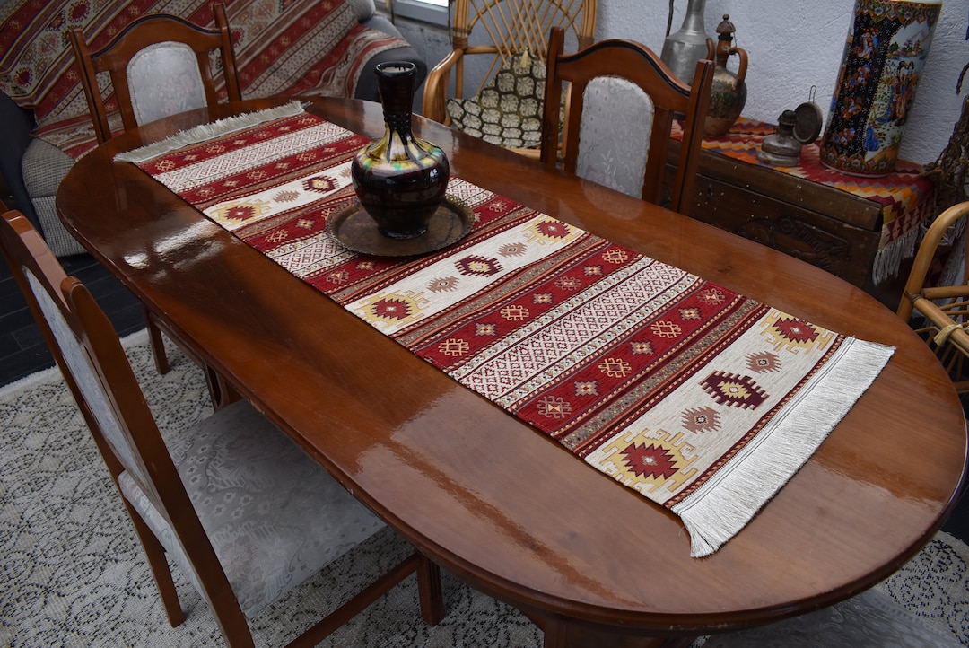 Turkish Kilim Design Decorative Table Runner 17 Inch X 55 Inch Tribal ...