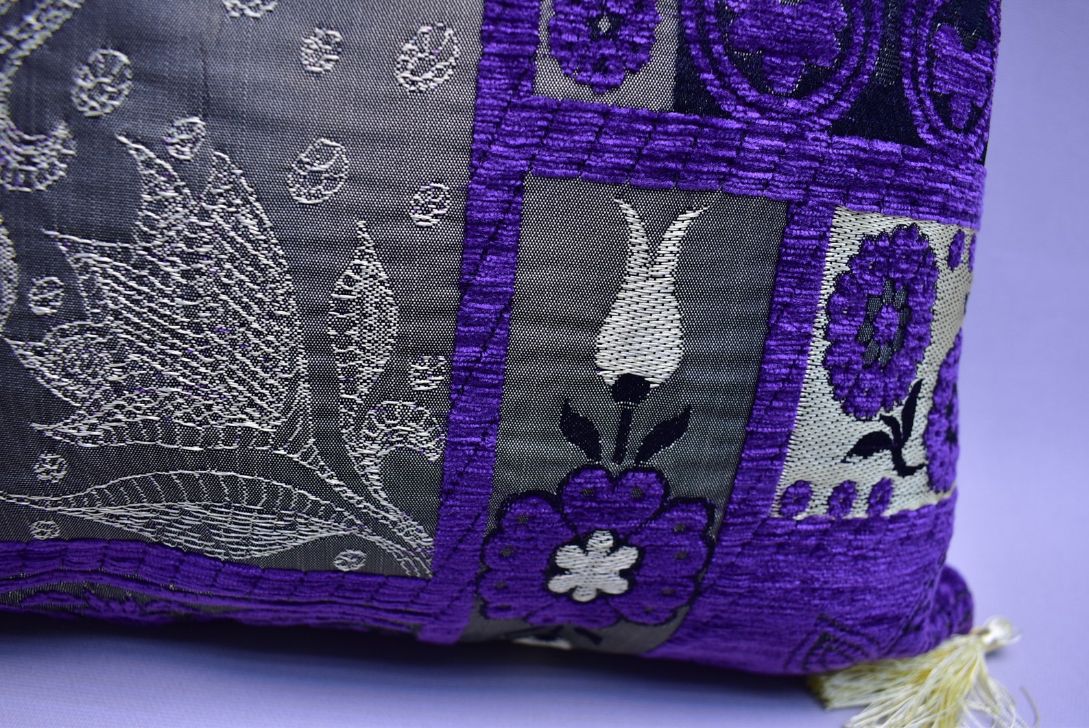 Unique Purple Color Embroidered Fabric Pillow Cover Decorative - Etsy