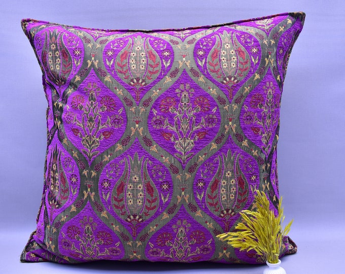 Magenta Color Tulip Design 24 Inch X 24 Inch Decorative Throw Pillow ...