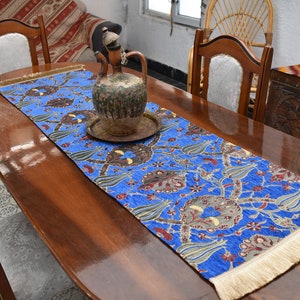 Beautiful Cobalt Blue Decorative Table Runner 17 Inch X 55 Inch Boho ...