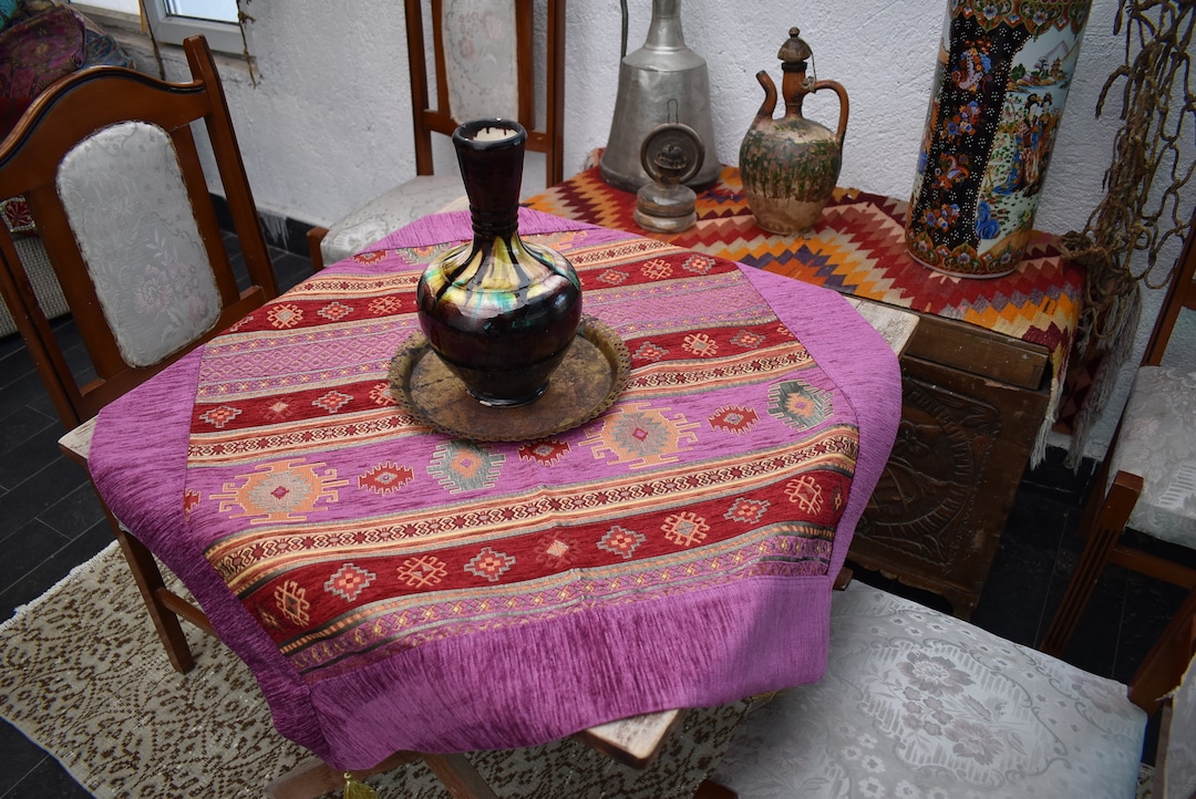 Lovely Colors Turkish Chenille Fabric Table Cloth 34 Inch X 34 Inch ...