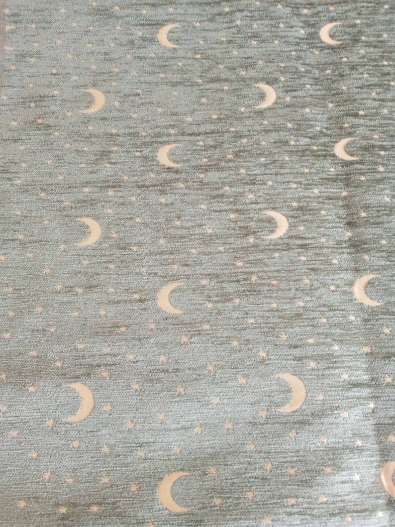 Lovely moon and star pattern soft chenille fabric 100 cm x 140 | Etsy