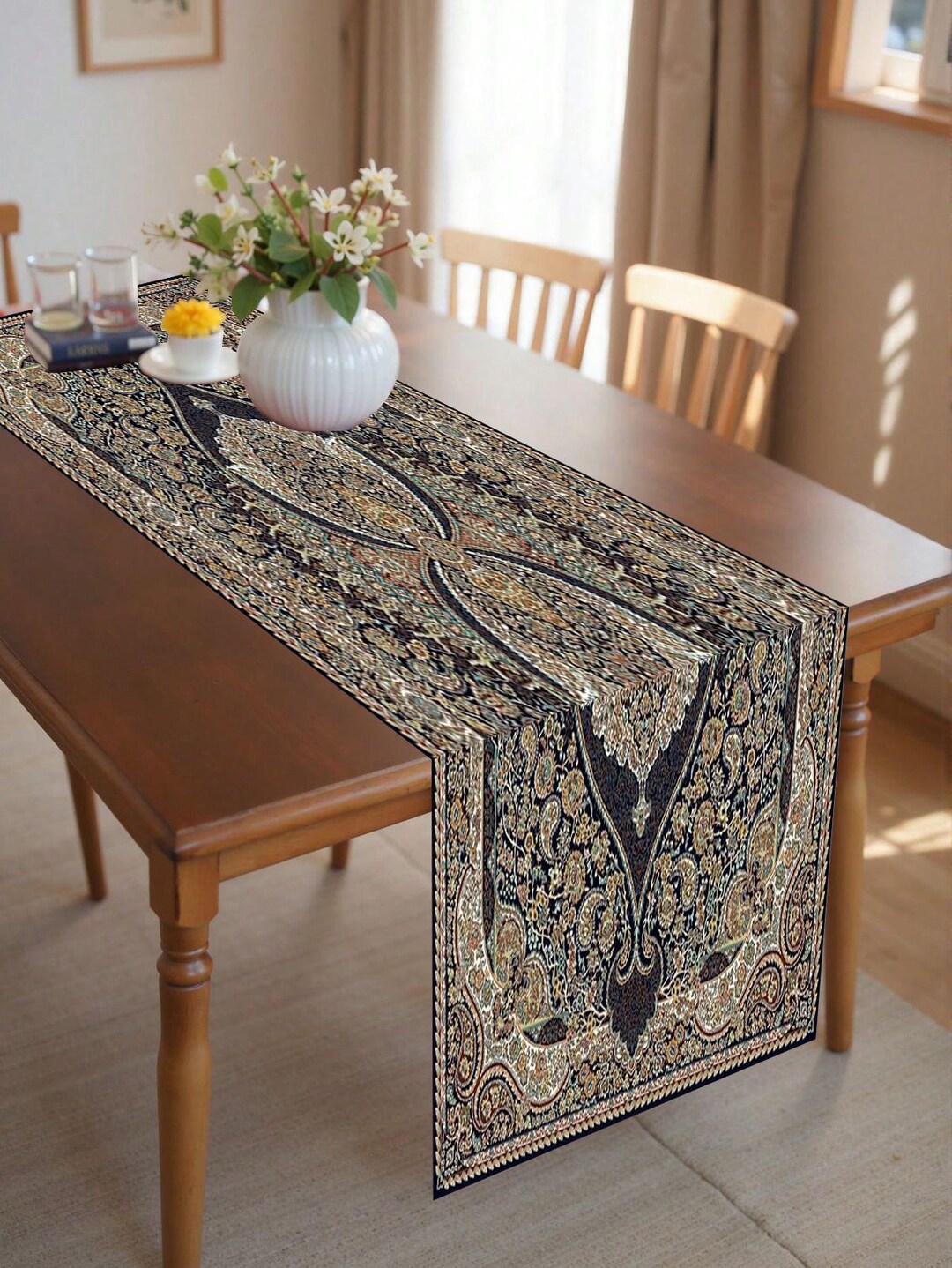 Unique Table Linen, Bohemian Textile Runner, Vintage Turkish Rug ...