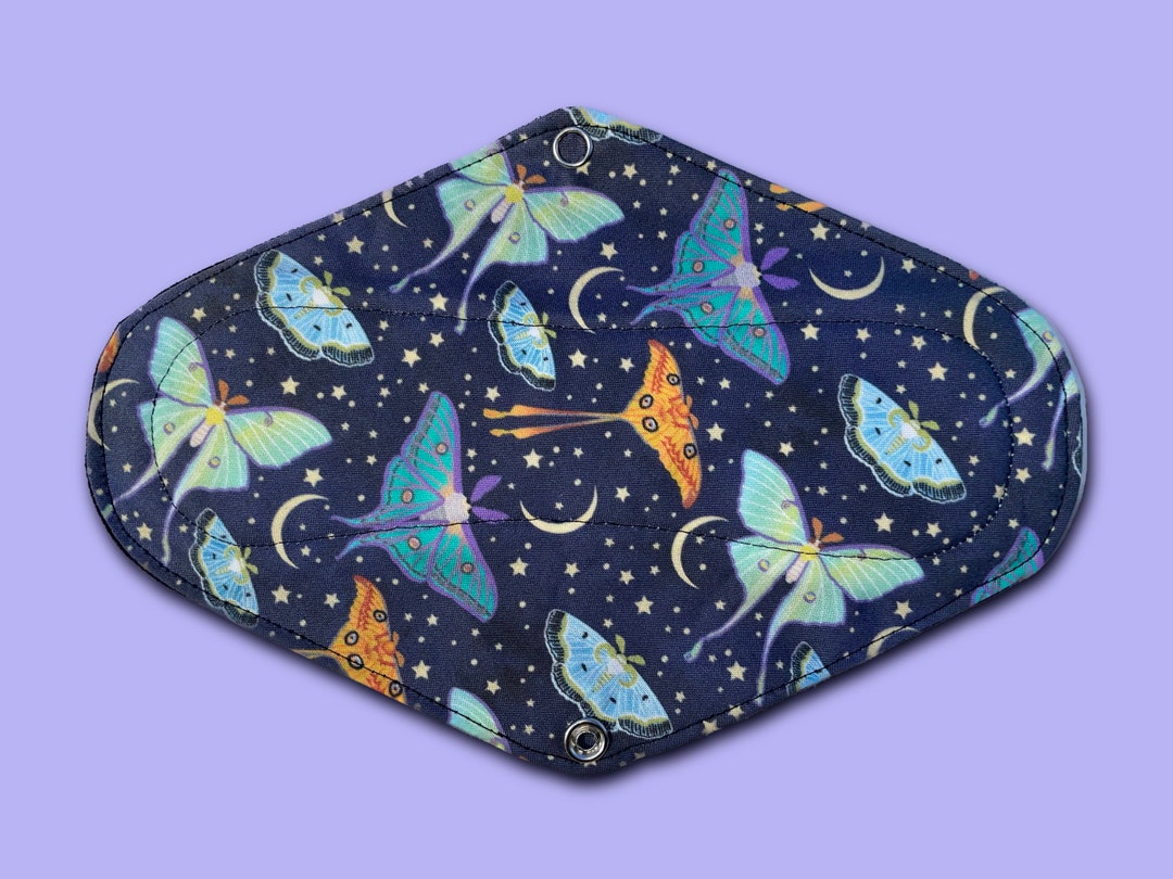 9.5" Moon Moths Cloth Pad. Handmade + Designed in Australia. Crafted ...