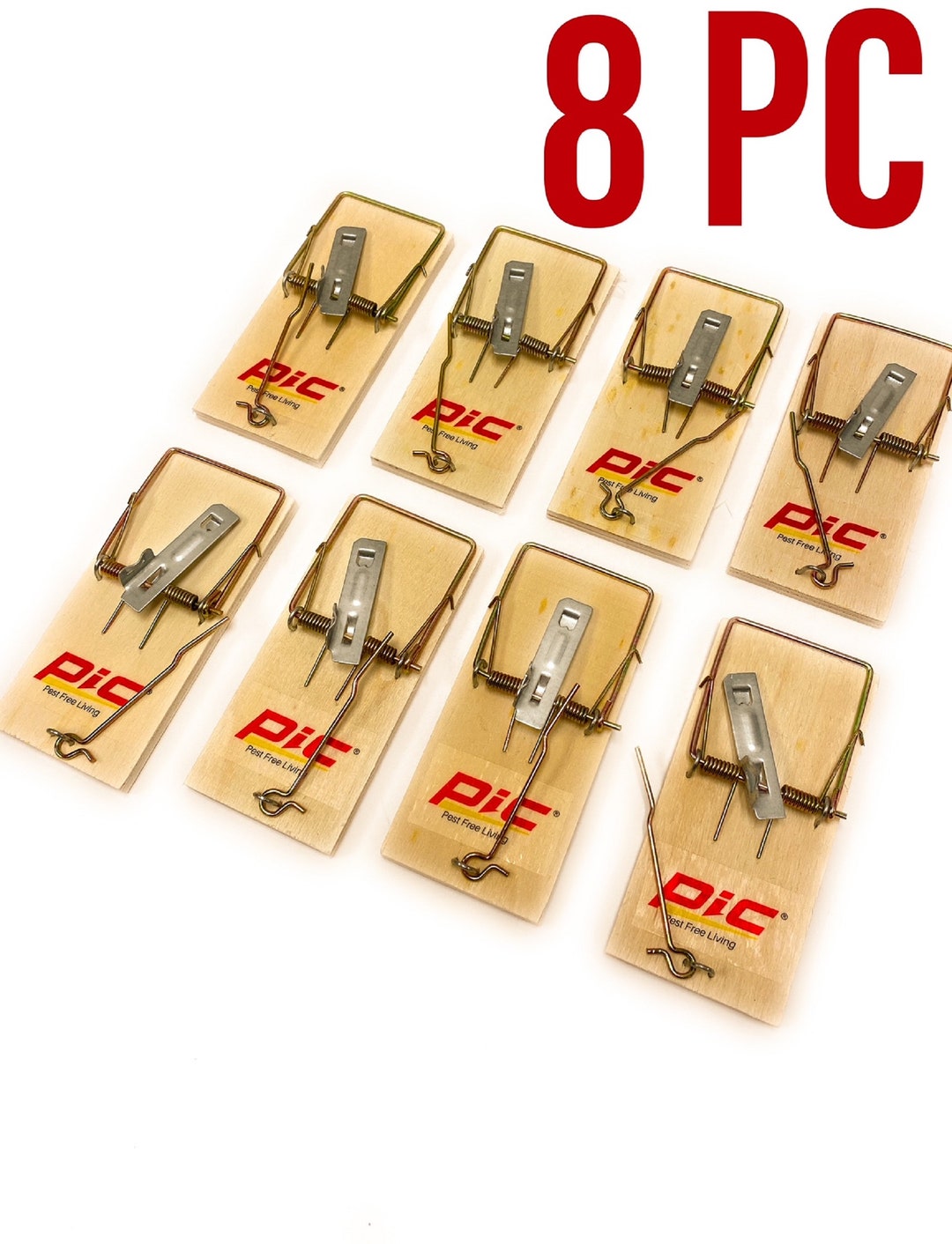 8 Pcs 4 X 2" in Traditional Snap Spring Wooden Mouse Rat Rodent Traps ...