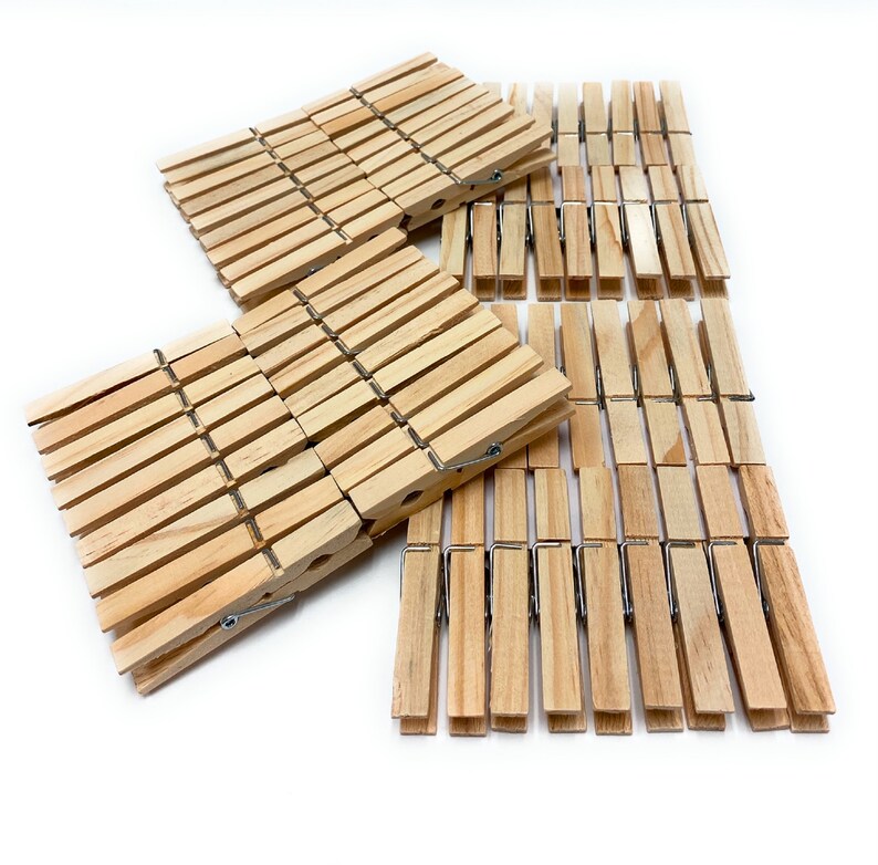 72 Pc Large Wooden Laundry Clothes Hanging Spring Pins 3" - Etsy