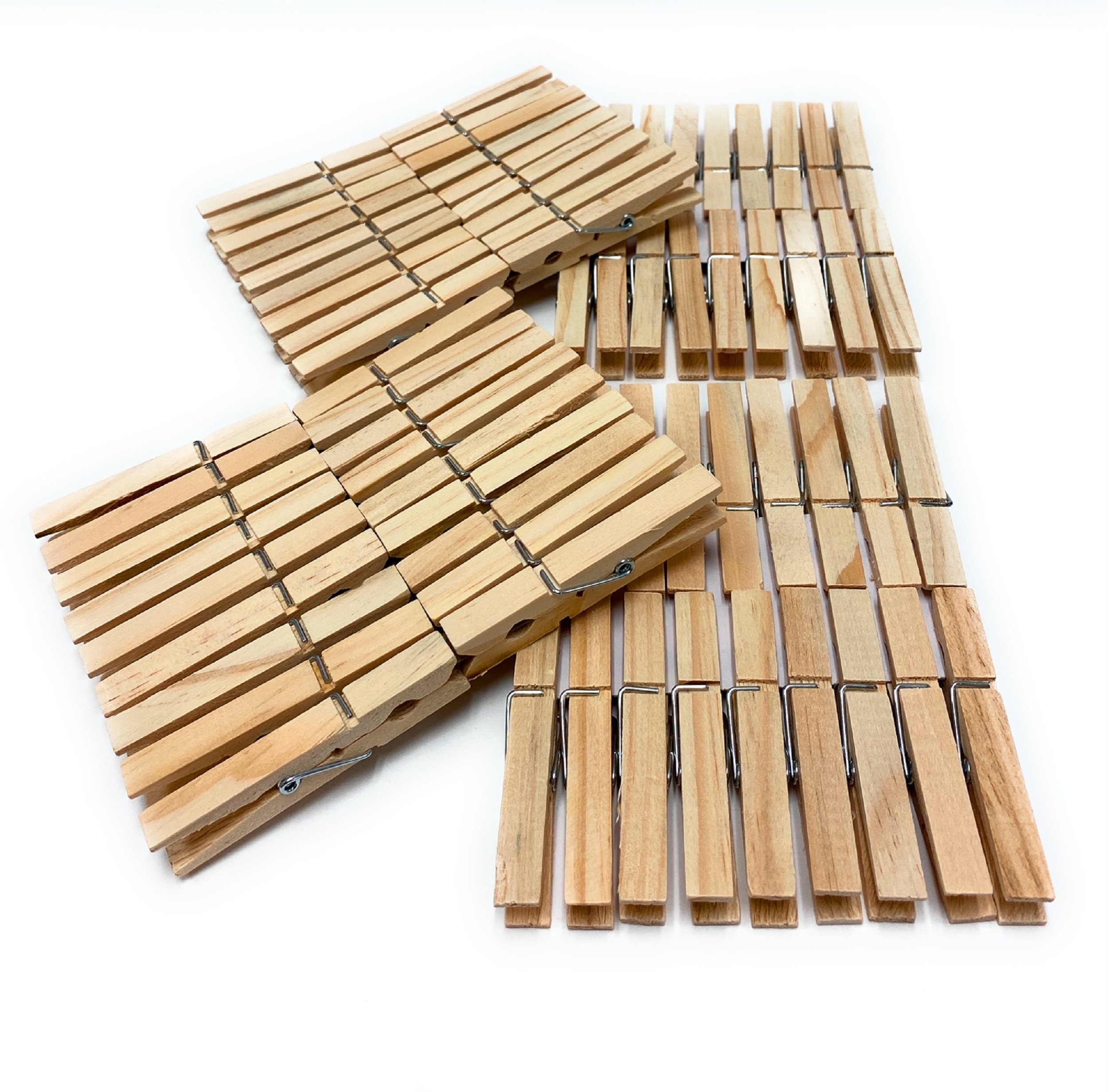 72 Pc Large Wooden Laundry Clothes Hanging Spring Pins 3" - Etsy