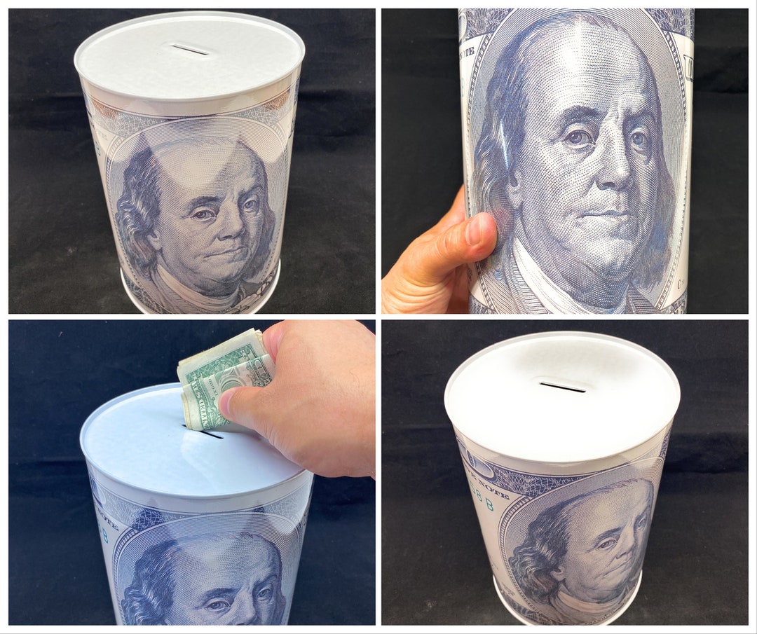 Large Giant 9" 100 Bill Money Coin Saver Tin Can Money Savings Piggy ...