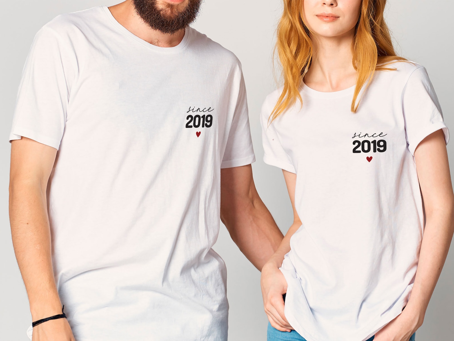 Duo de t-shirt couple - Texte personnalisé - Tee shirt couple à ...