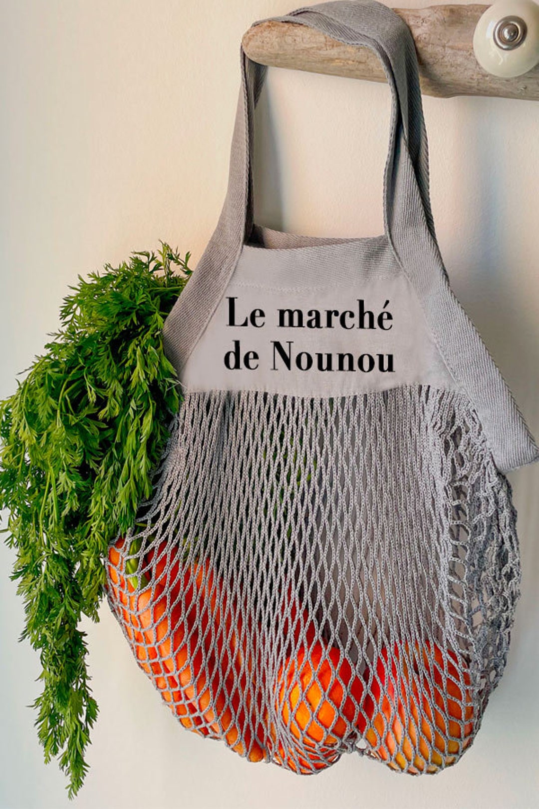 Sac filet "Nounou" - Sac personnalisé - Cadeau nounou - Sac pour fruits ...