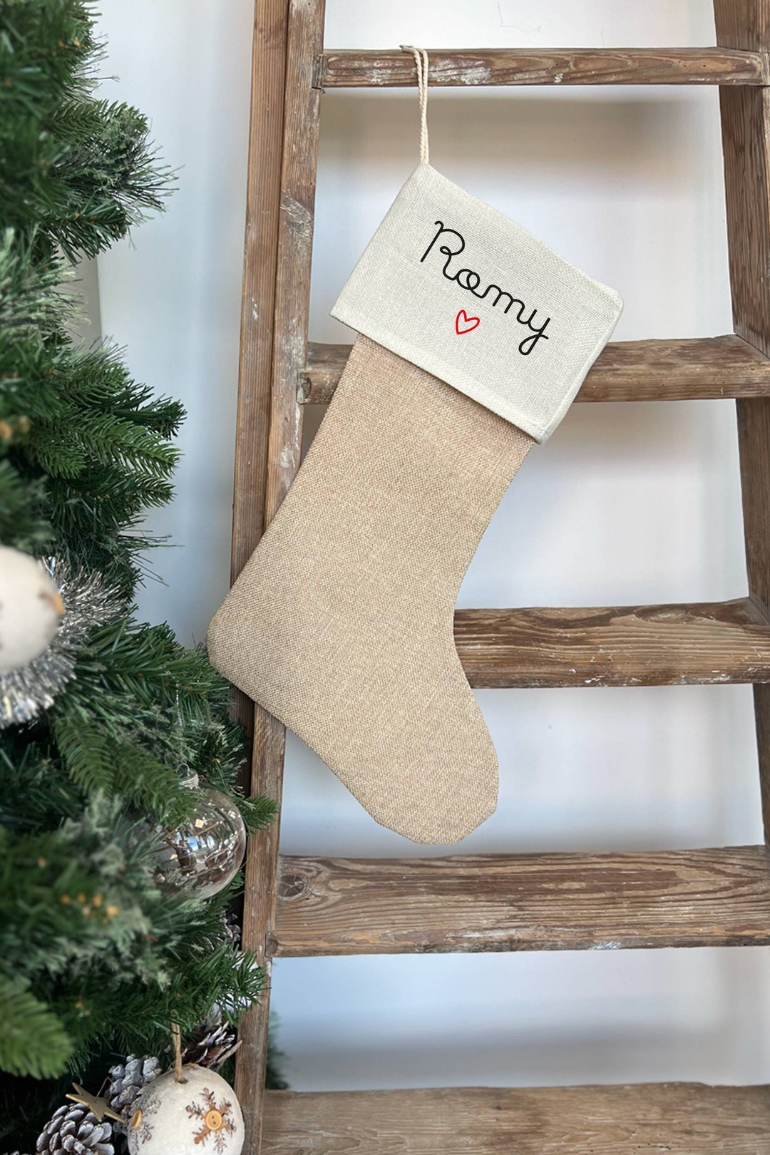 Personalized Jute Christmas Stocking Personalized Christmas Boot ...