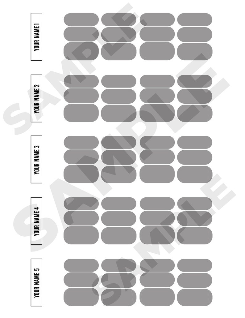 Waterslide Nail Decal Template