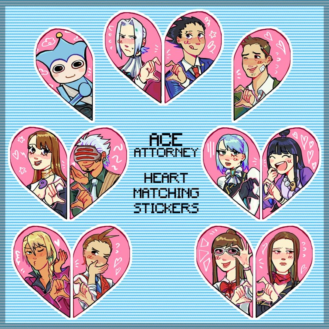 Ace Attorney Heart Matching Stickers - Etsy