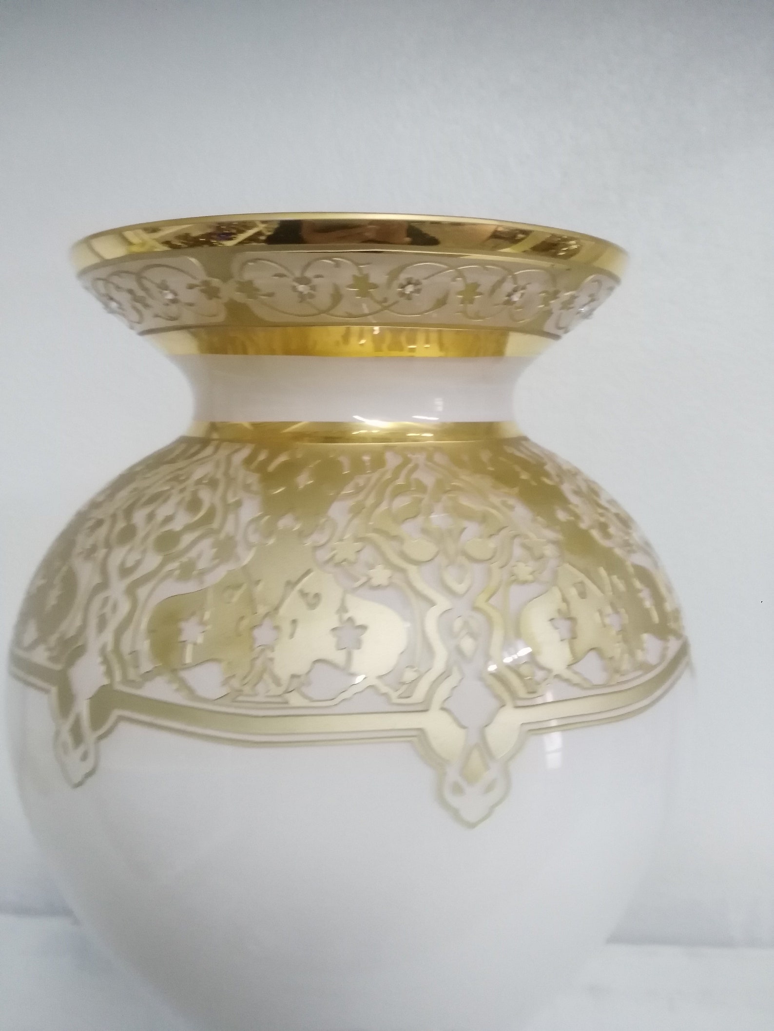 Decoratıve Glass Vase Beige Gold - Etsy