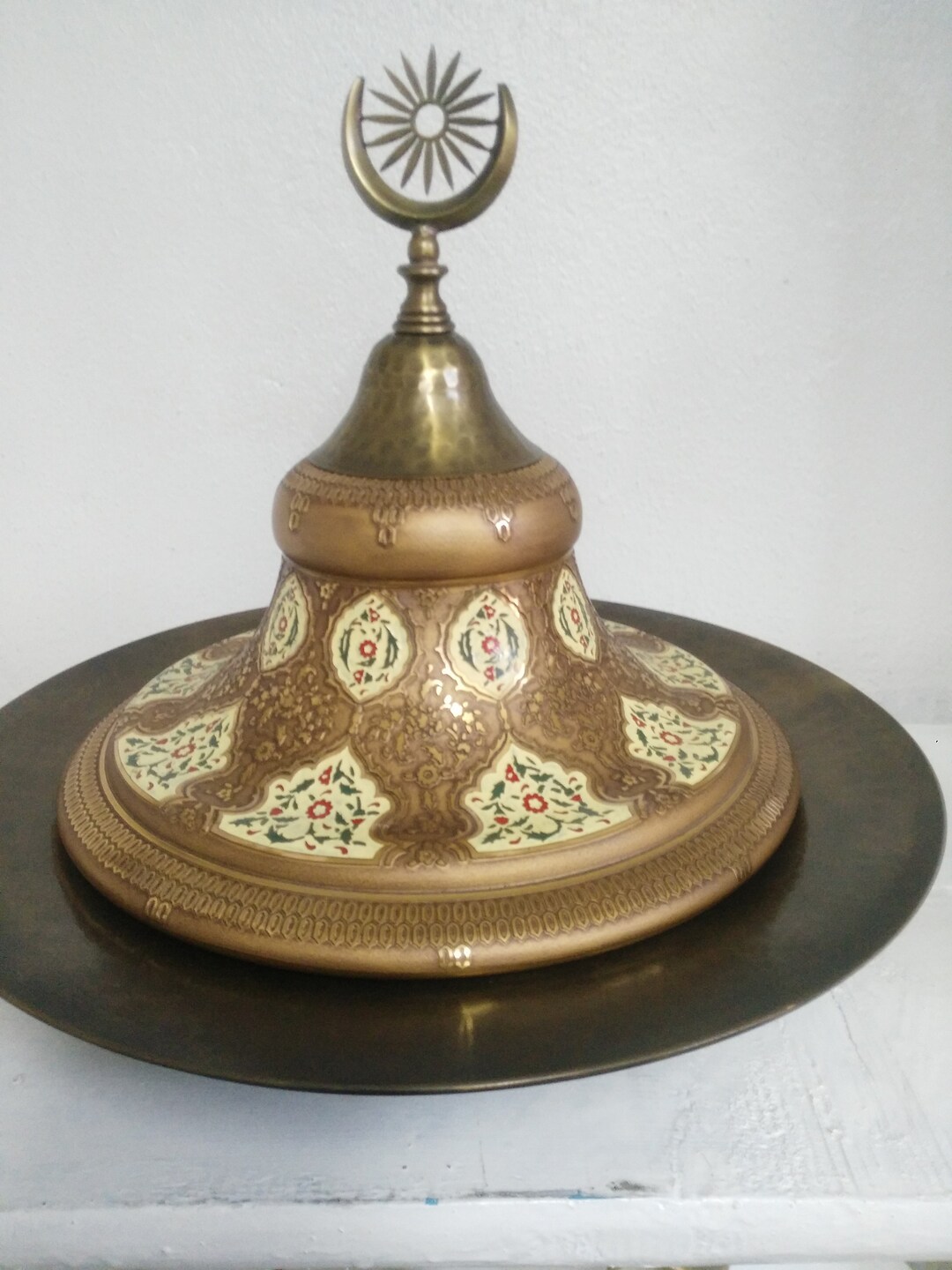 Decorium Ottoman Desing Hand Made Glass Plate Copper Painting, Gold ...