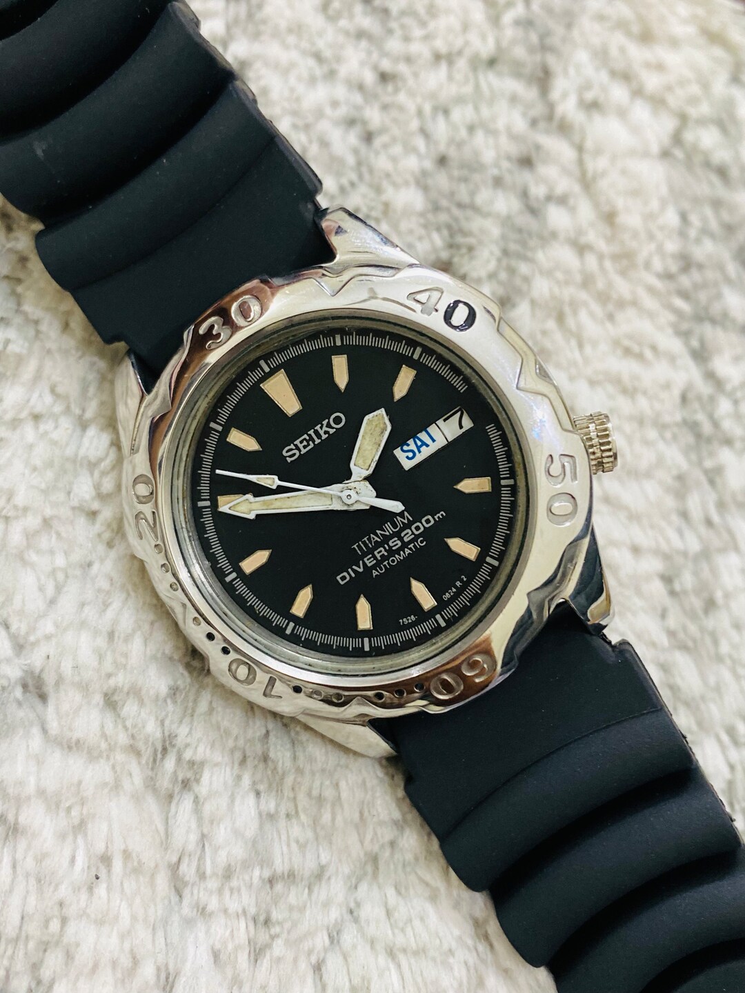 Vintage Seiko Titanium Diver's 200m Automatic Black Dial Movement No ...