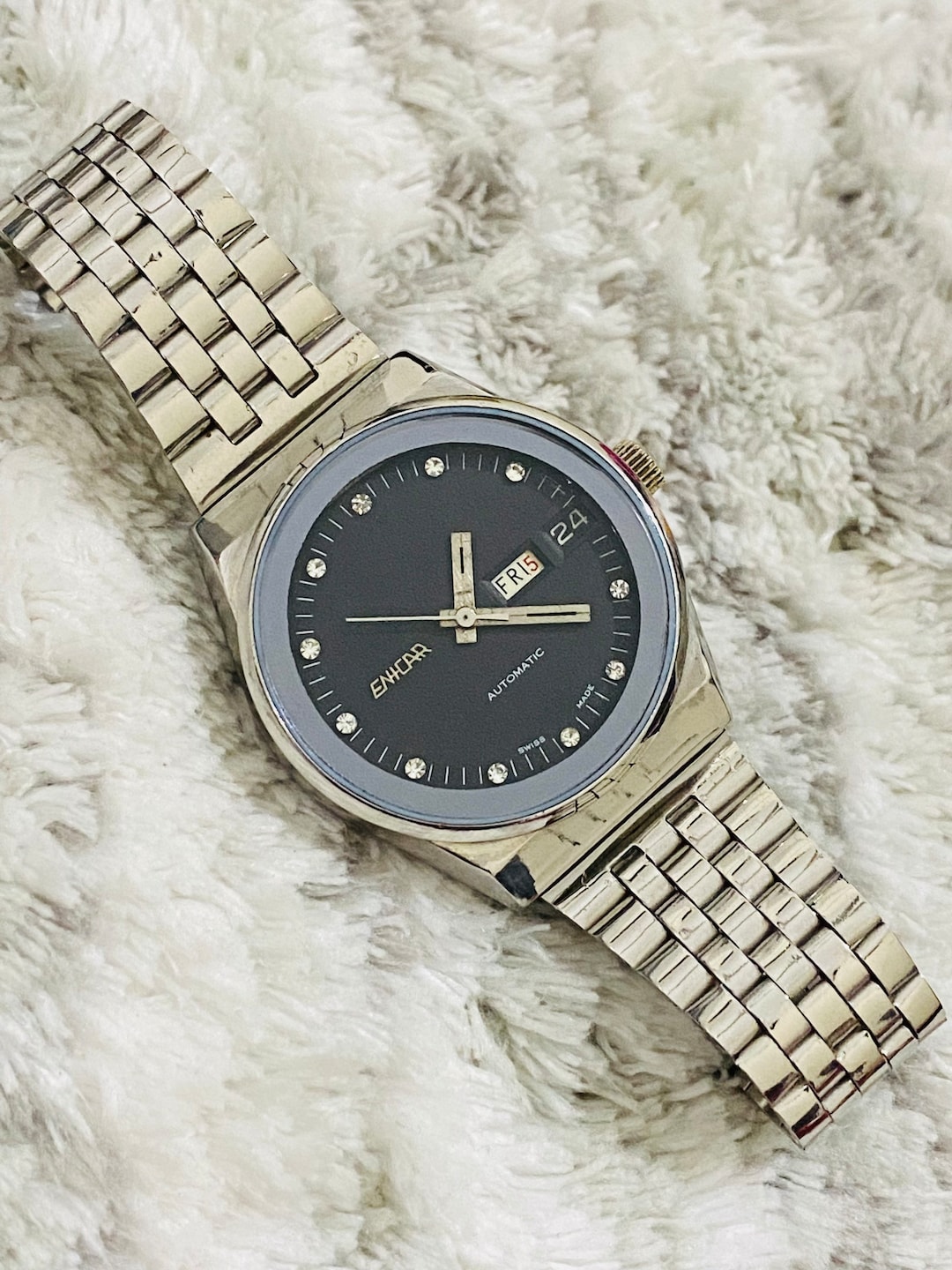 Vintage Enicar Automatic Black Dial 25 Jewels Swiss Made Men’s Wrist ...