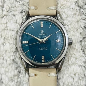 Vintage 1980s Titoni Airmaster 21jewels Titoflex Green Dial Automatic ...