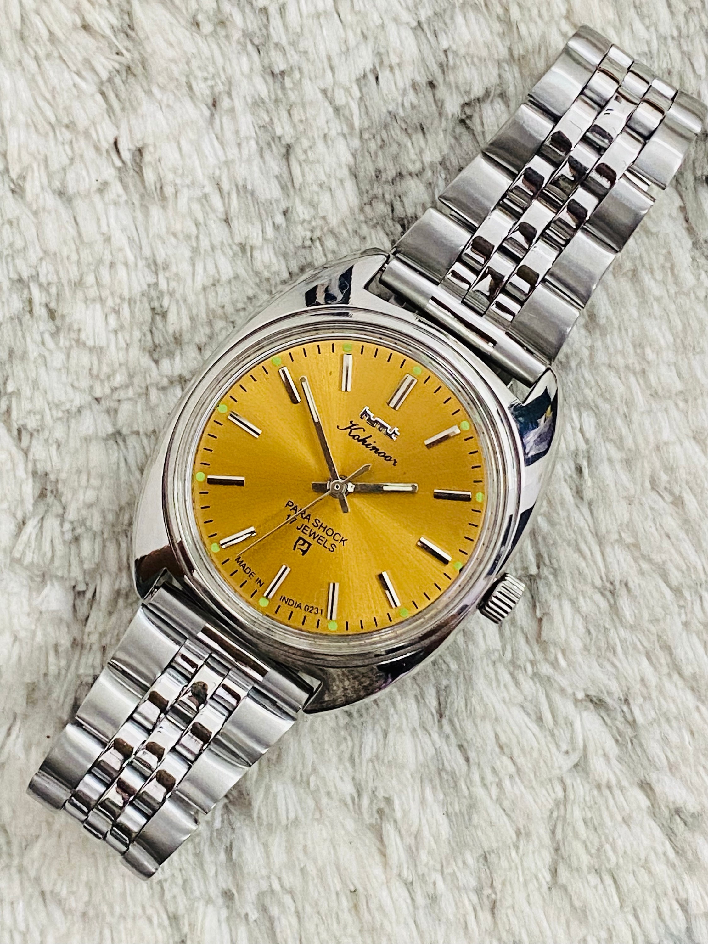 Vintage Hmt Kohinoor Yellow Dial 17jewels Handwinding Vintage Watch ...
