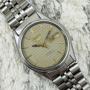 Vintage Seiko 5 Automatic Movement No.7009-3061 Grey Dial Day/date 17jewels Men's Wrist Watch ...