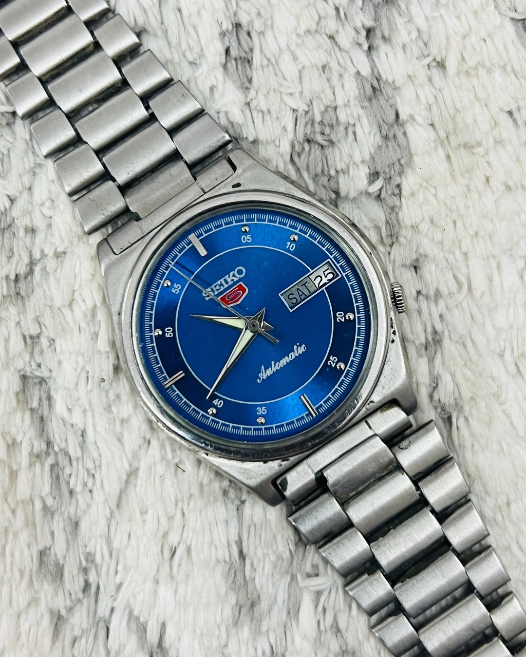 Vintage Seiko 5 Automatic Blue Dial Day/date Men's Wrist Watch~ Japan ...