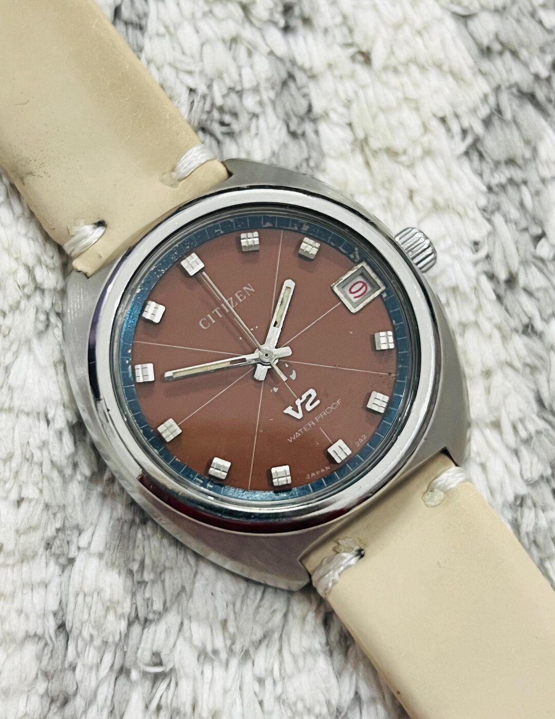 Vintage Citizen V2 Mechanical Automatic Brown Dial @date Japan Made Men ...